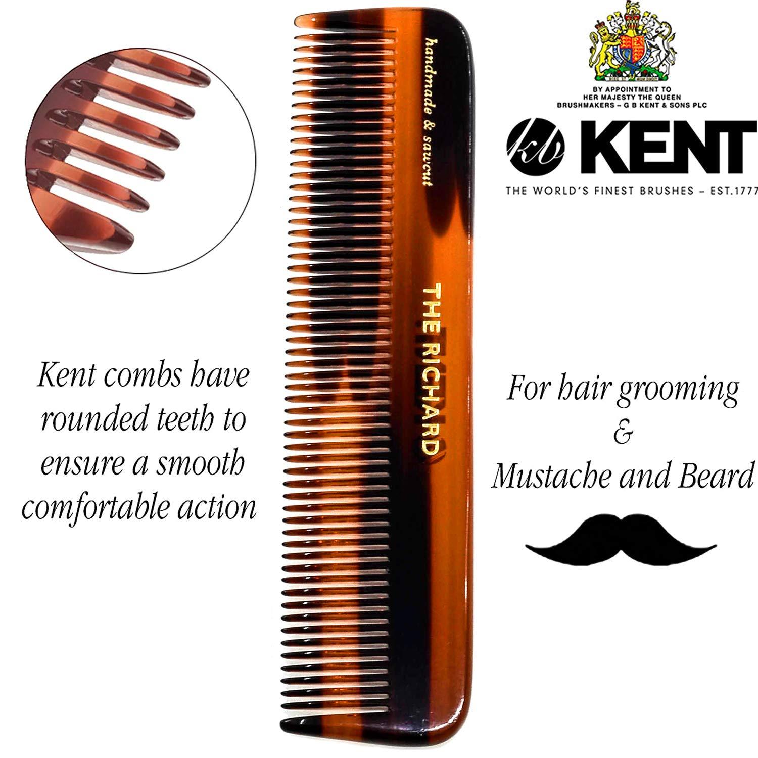 Kent A FOT Limited Edition Handmade Pocket Comb for Men - Fine Tooth Hair, Beard & Mustache ...