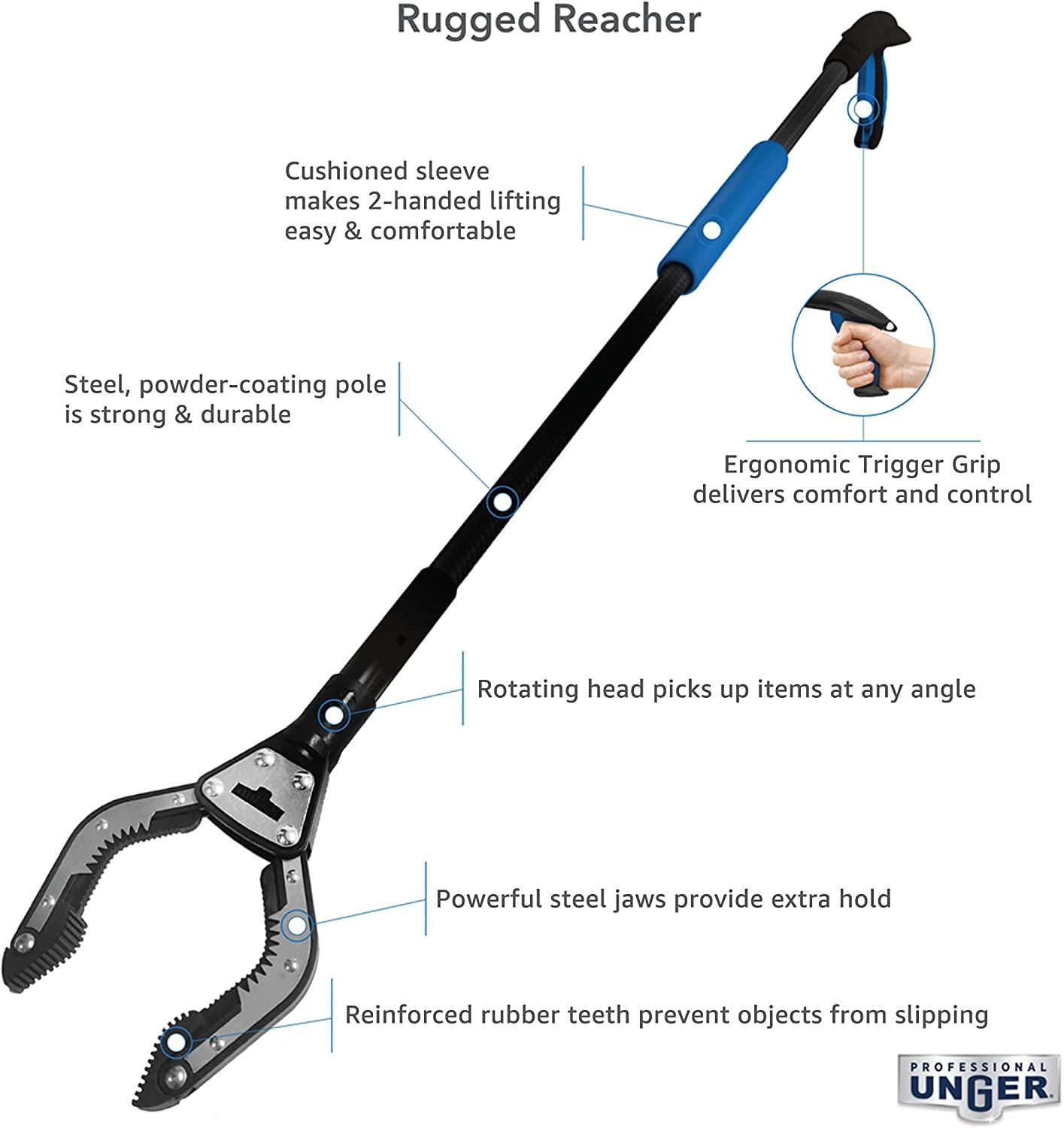 Unger Professional Rugged Reacher 42.5 Grabber Tool for Outdoor ...