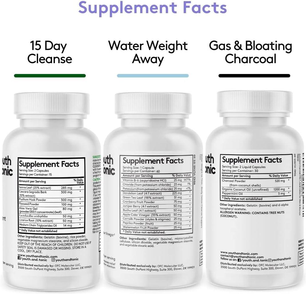 3X Youth & Tonic Belly Bloating Pills for Debloating & Colon Cleanse ...