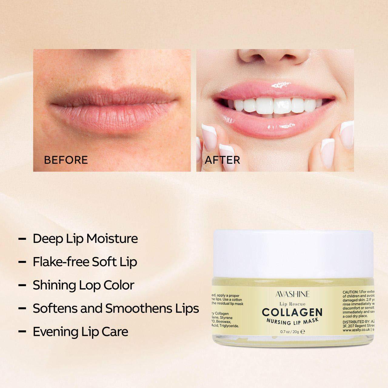 Avashine Collagen Lip Sleep Mask - Hydrating Lip Treatment ...