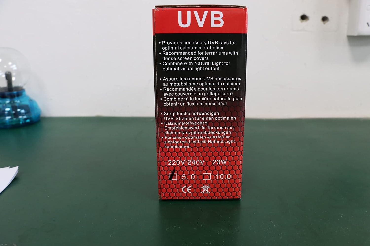 Dernord UVB & UVA Light Bulb 5.0 - 15W Compact UV Lamp for Lizards ...