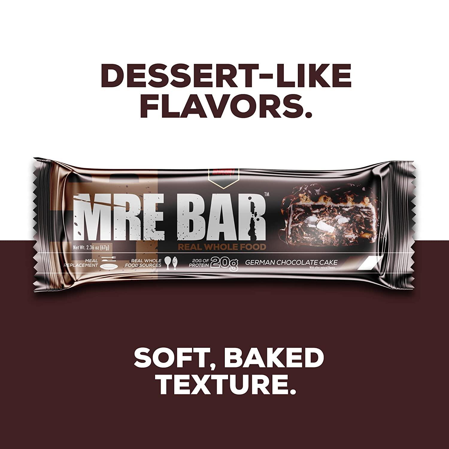Redcon1 MRE Bar - German Chocolate Cake, 12 Bars - 20G Protein, Real Whole Food Ingredients ...