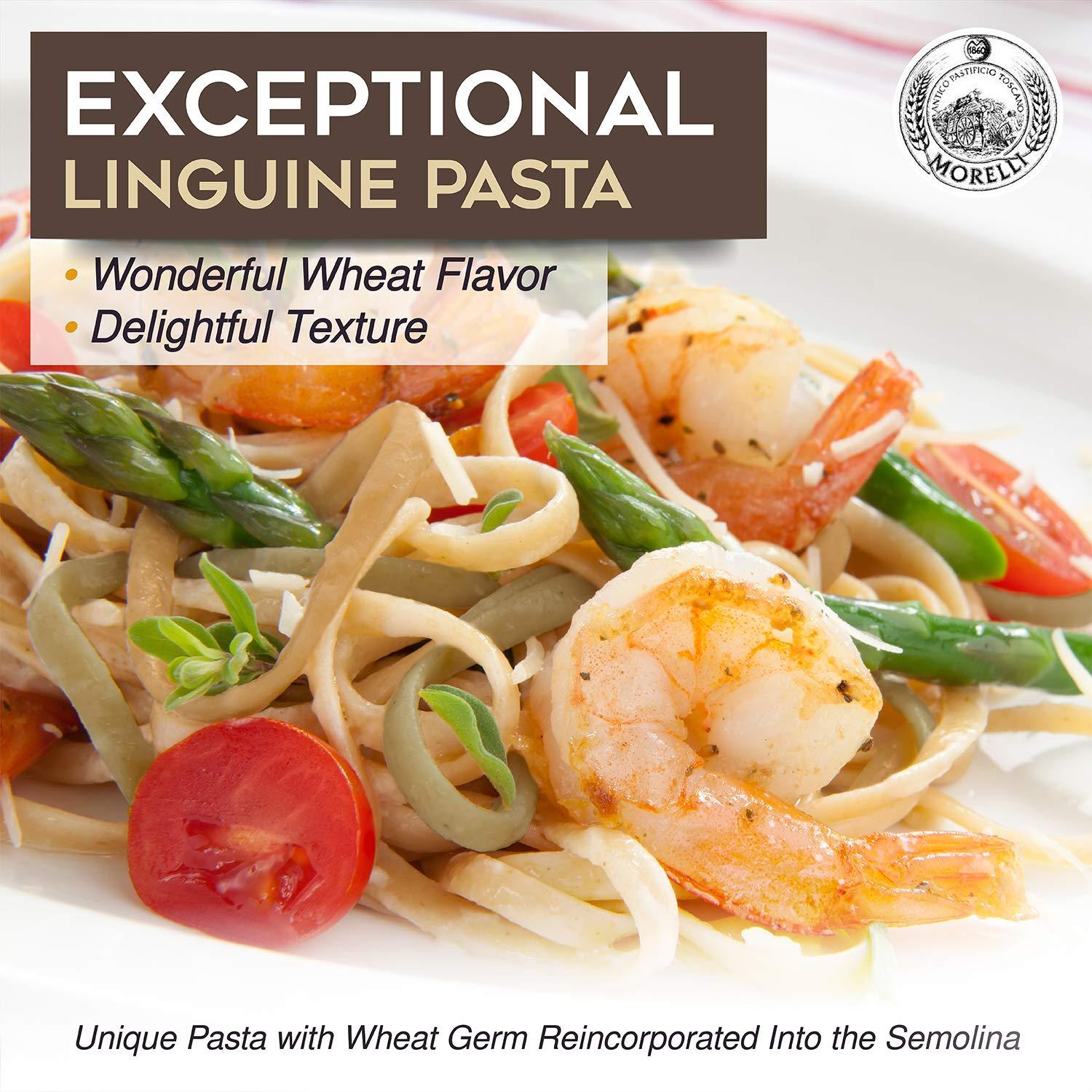 Morelli Linguine Pasta - Rainbow Pasta Noodles with Wheat Germ Spinach ...