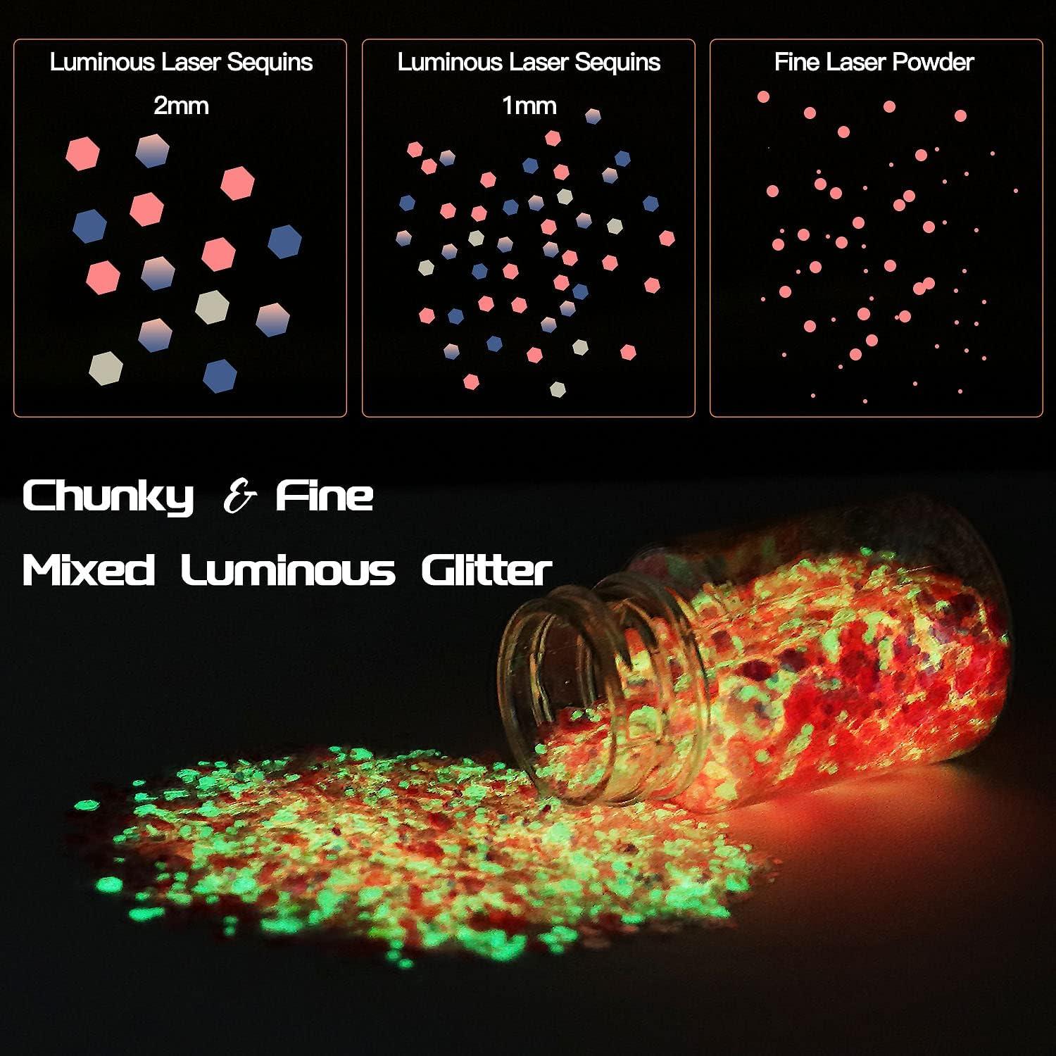 Glow in The Dark Pigment Powder Set - 15 Jars, 12 Color Glow Pigment, 3 ...