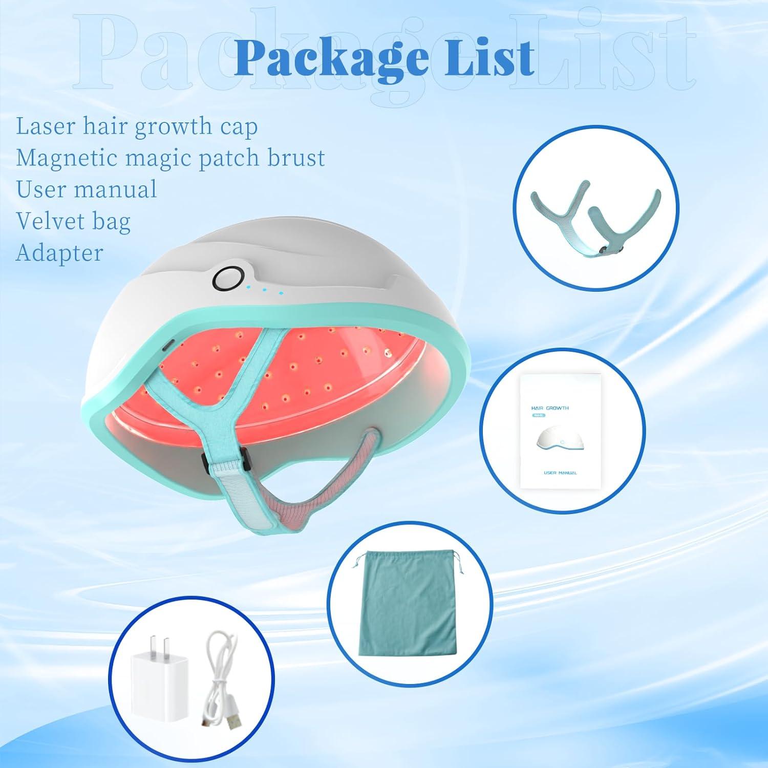 Laser Hair Growth Cap Red Light Therapy Helmet for Hair Regrowth FDA ...