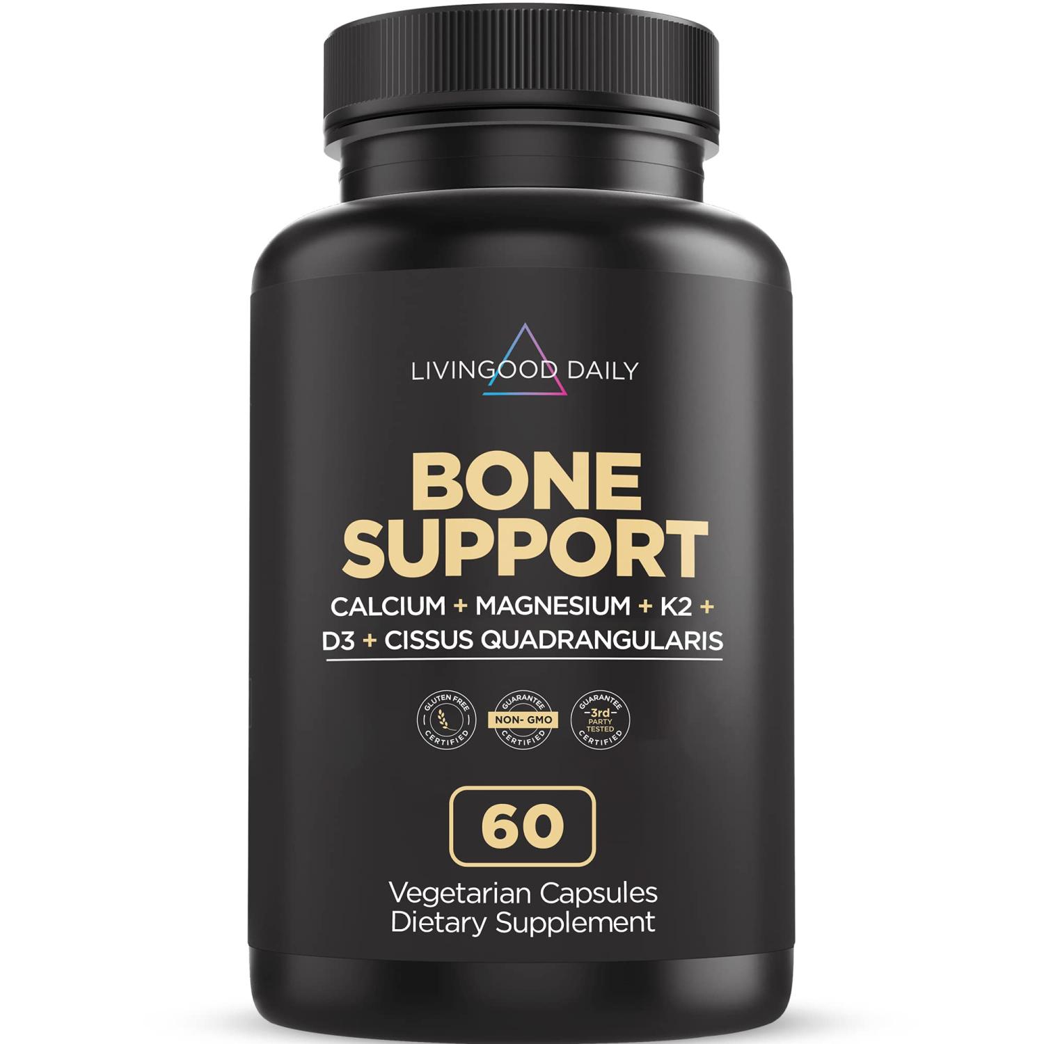 Livingood Daily Bone Support - 60 Capsules - Bone Density Supplements ...