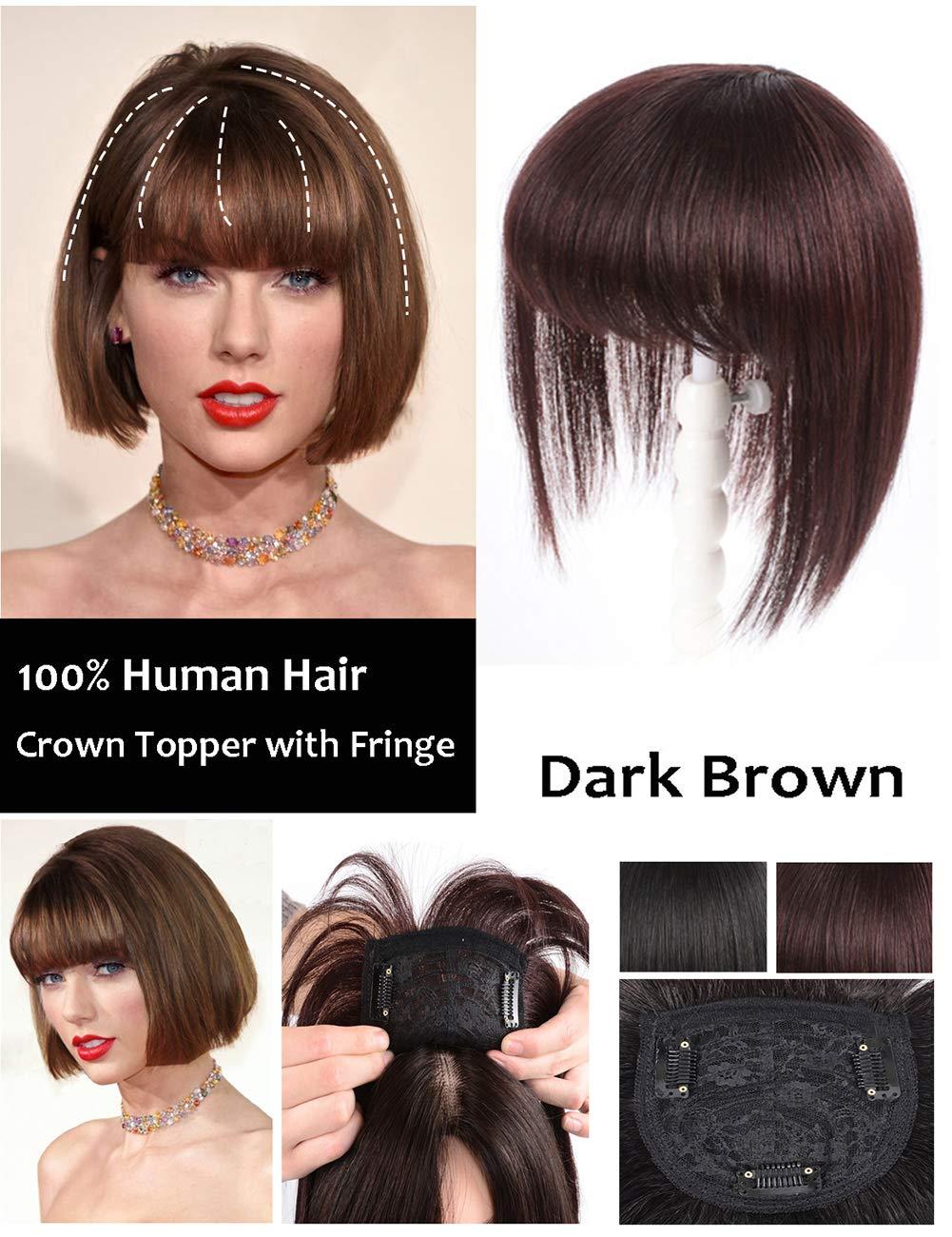 One Piece Straight Clip-In Human Hair Topper | Seamless Crown Closure ...
