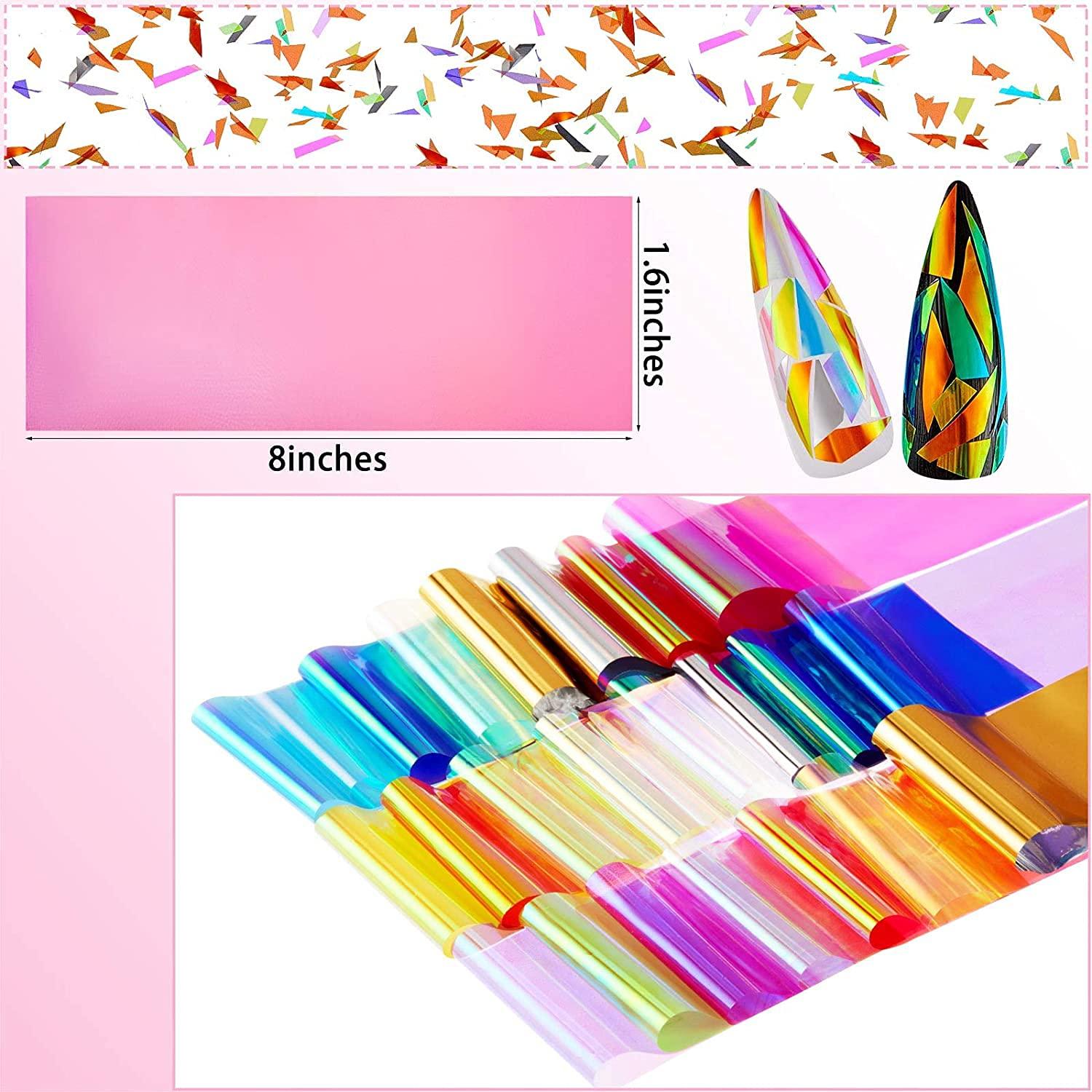 Iridescent Nail Art Glass Paper Set - 100 Pieces | Holographic DIY ...