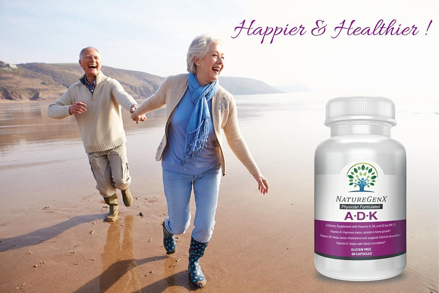 NatureGenX Vitamin ADK - Vitamin A, D3 5000 IU, K2 MK-7 Supplement for ...