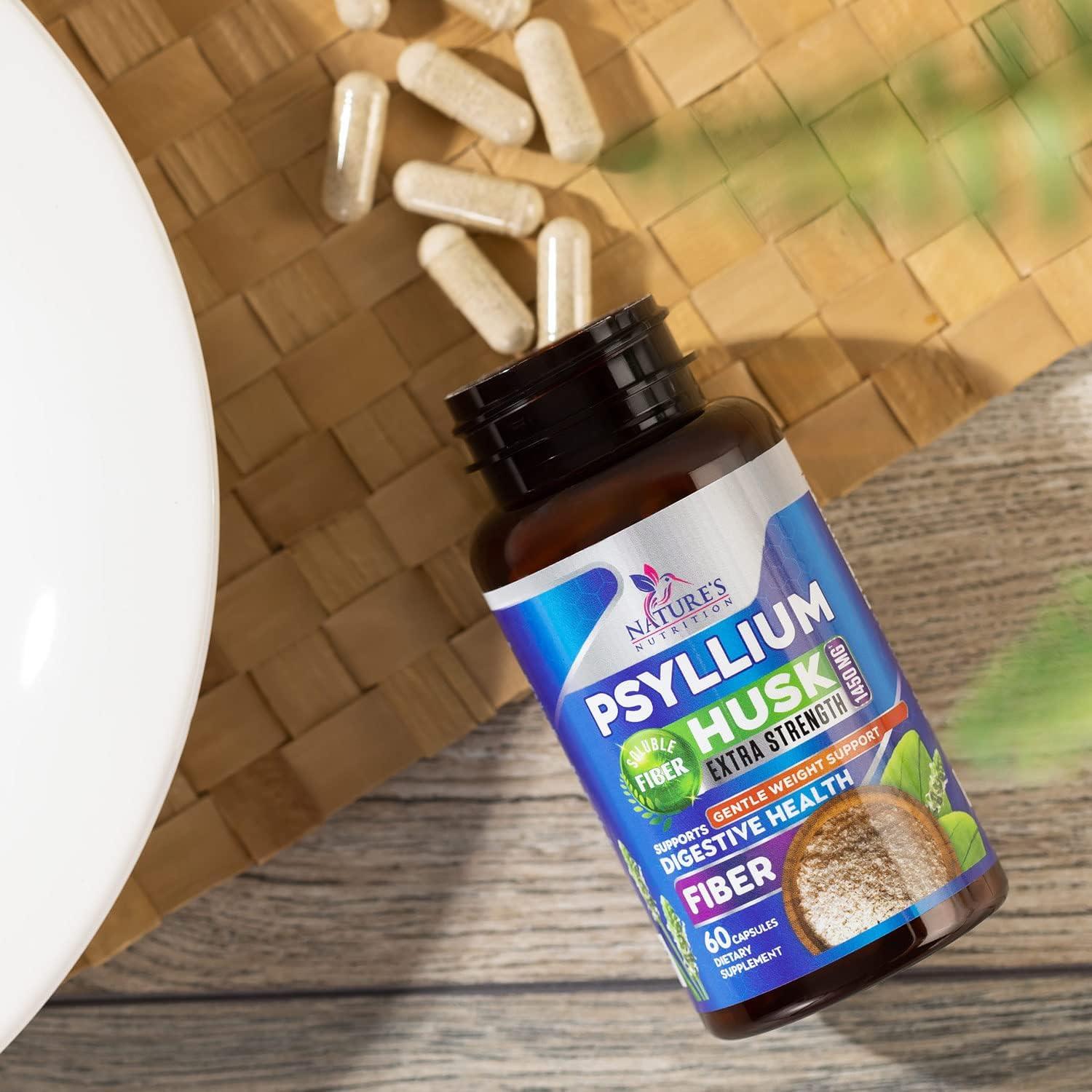 Premium Psyllium Husk Capsules 1450mg - Natural Fiber Supplement for ...