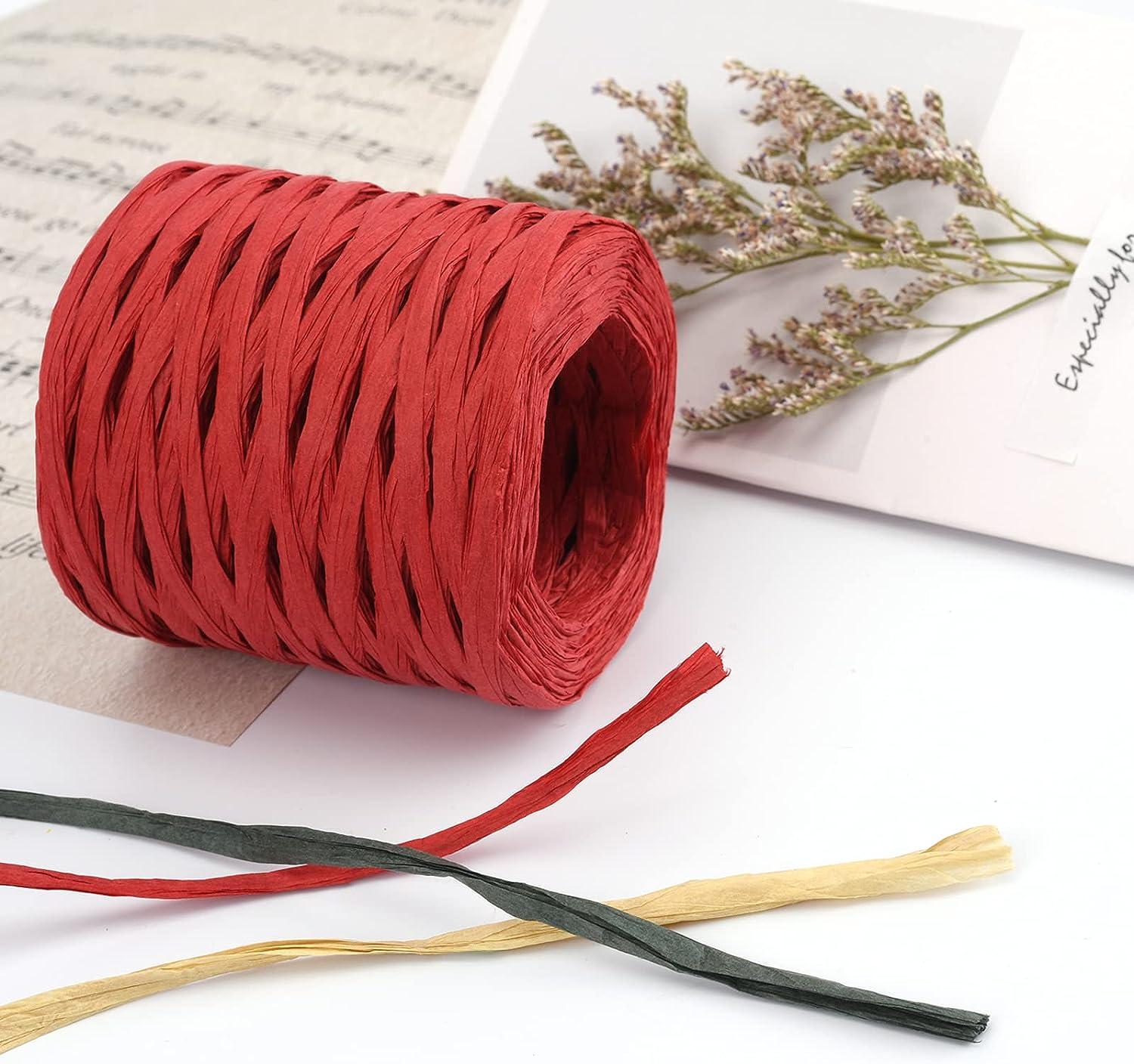 Christmas Natural Raffia Paper Ribbon - 6 Rolls, Matte Twine for Gift ...
