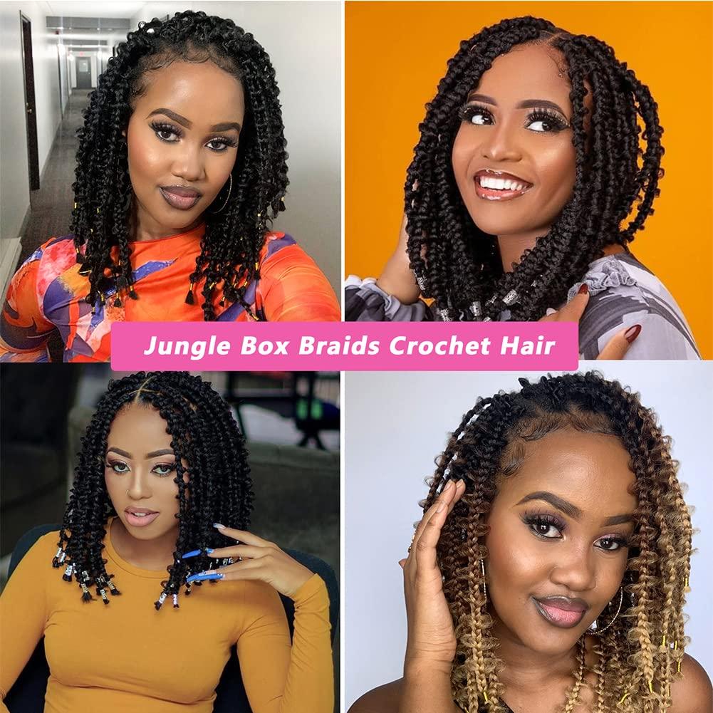 12 Inch Bob Box Braids Crochet Hair Pre-looped Butterfly Locs Jungle ...