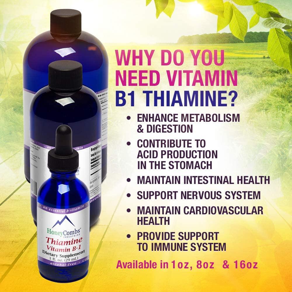 High Potency Vitamin B1 Thiamine Drops Vegan Alcohol Free Liquid For Nervous System Health