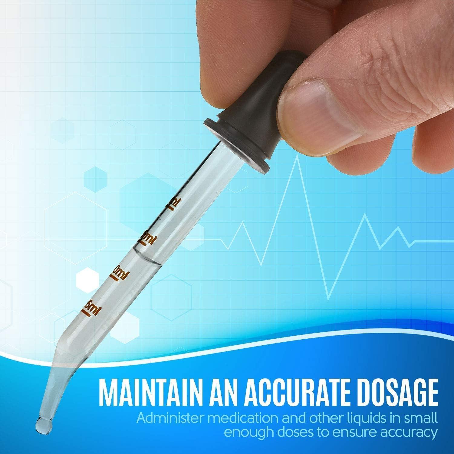 Glass Medicine Dropper Set - Bent & Straight Tip, 1 mL Capacity, 2 ...