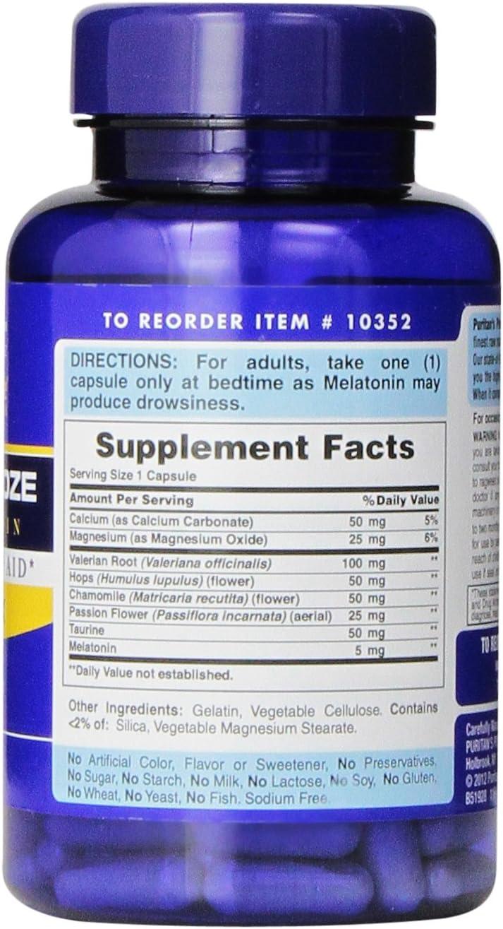 Puritan's Pride Super Snooze Melatonin Capsules 100 ct - Fast-Acting ...