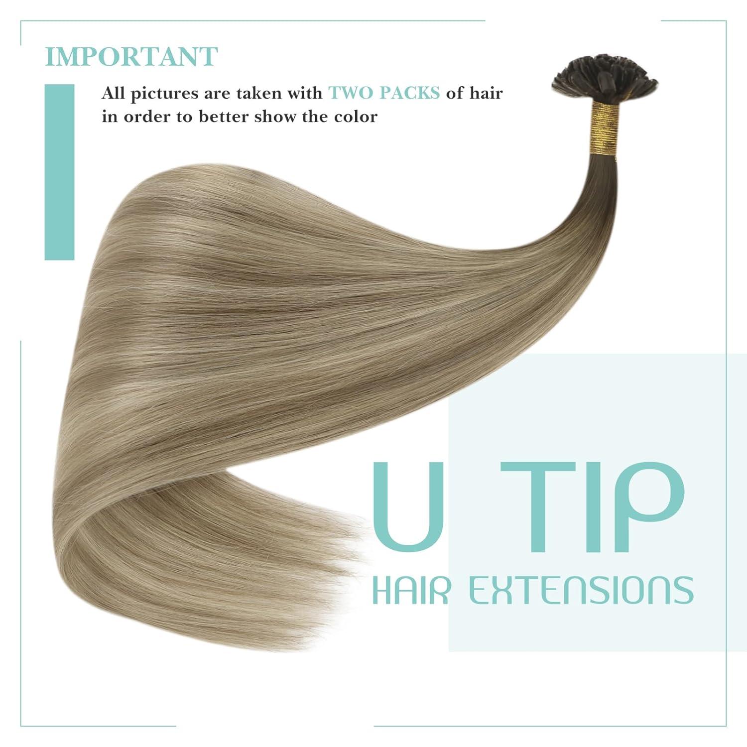 Youngsee Real Hair Bonding Extensions - 35cm Balayage U Tip Extensions ...