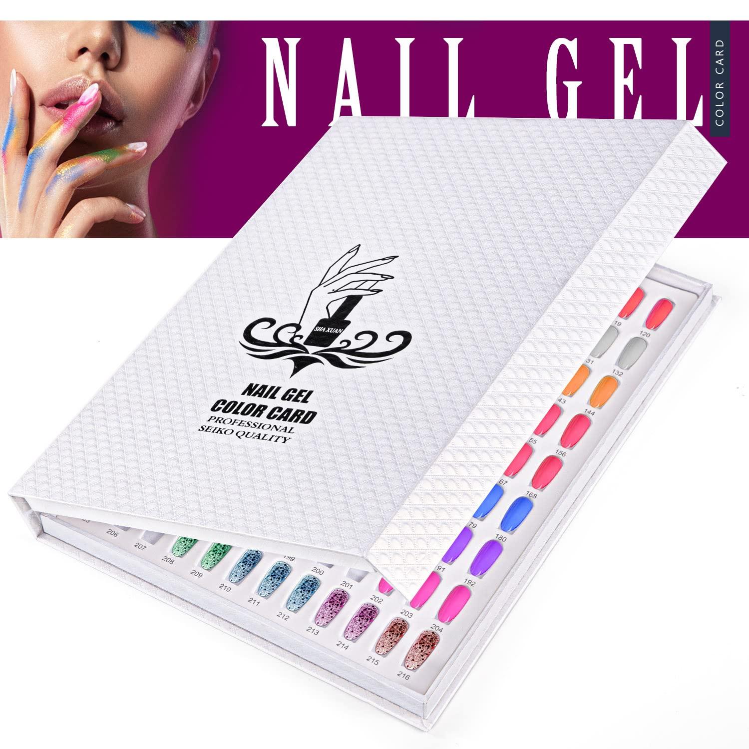 216 Colors Nail Display Chart - Professional Nail Color Swatches Book ...