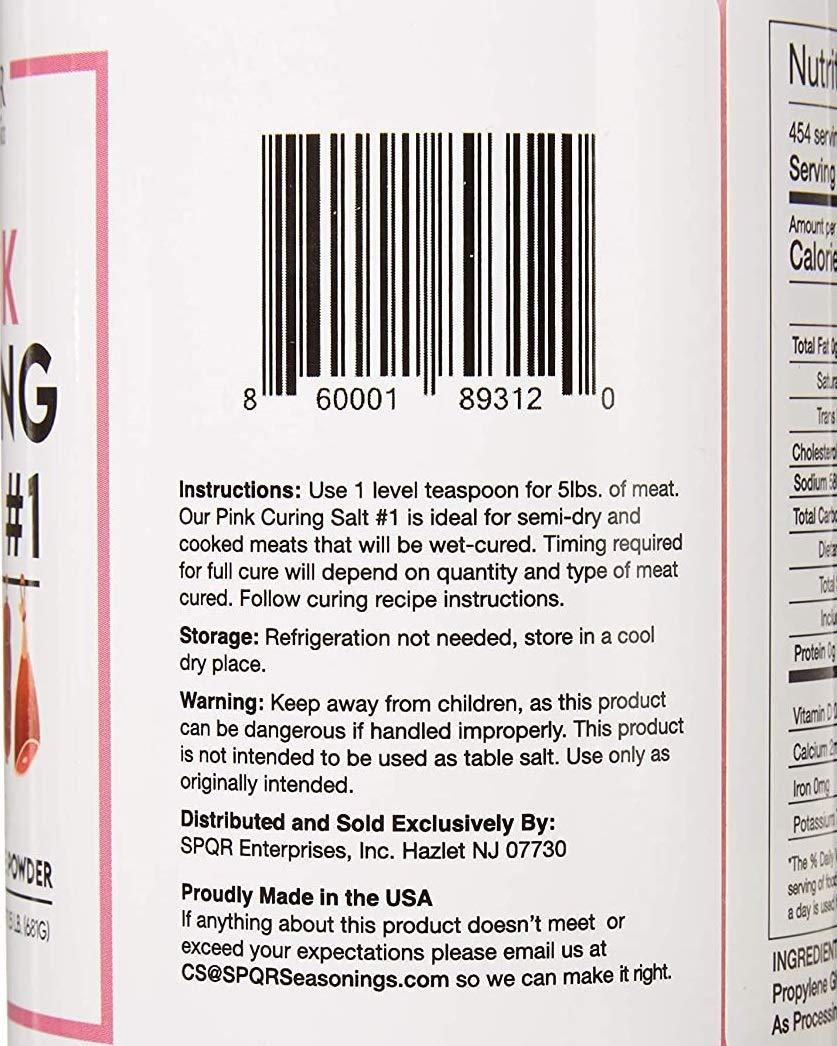 Curing Salt No.1 Premium Prague Powder XL 1.5lb by SPQR Seasonings ...