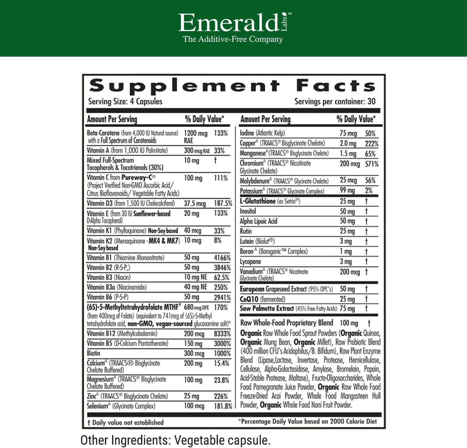 Emerald Labs Men's 45+ Multivitamin - CoQ10, Saw Palmetto, Lycopene ...