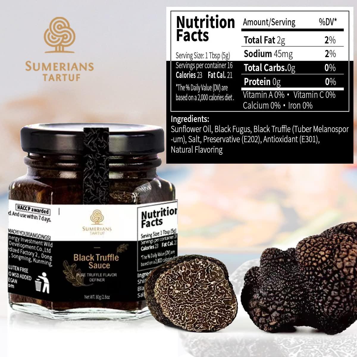 Sumerians Tartuf Black Truffle Sauce - 2.8oz (80g) Pure Truffle Flavor ...