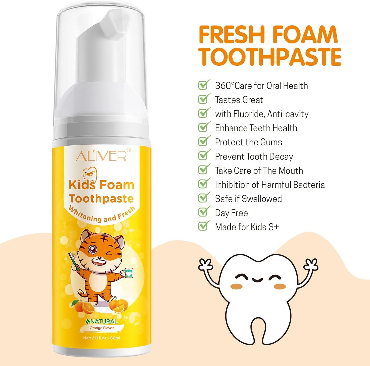 Kids Foaming Toothpaste with Low Fluoride | Natural Toddler Toothpaste ...