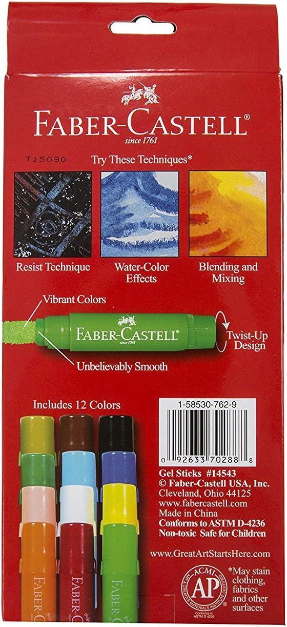 Faber-Castell Gel Sticks - 12 Twistable Watercolor Crayons for Kids ...