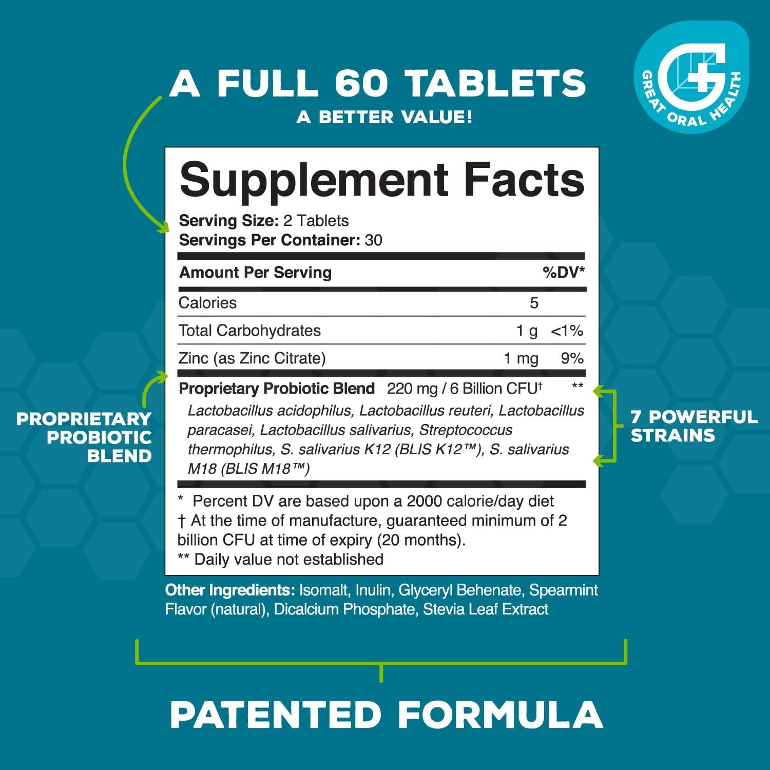 BLIS K12 M18 Oral Probiotics for Bad Breath Treatment - 60 Mint ...