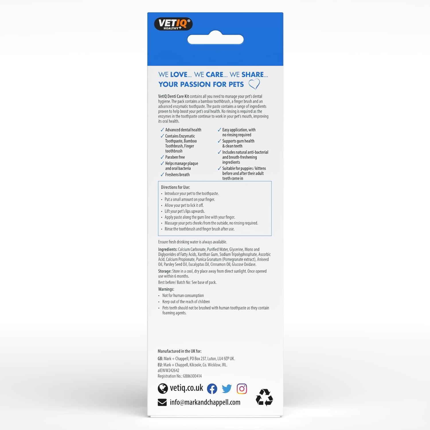 VETIQ Denti-Care Kit: Enzymatic Toothpaste for Dogs and Cats - Fight ...