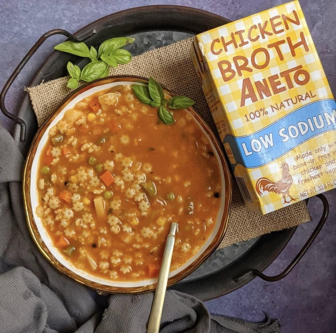 Aneto Low Sodium Chicken Broth 34 Fl Oz - 100% Natural (Pack of 6 ...