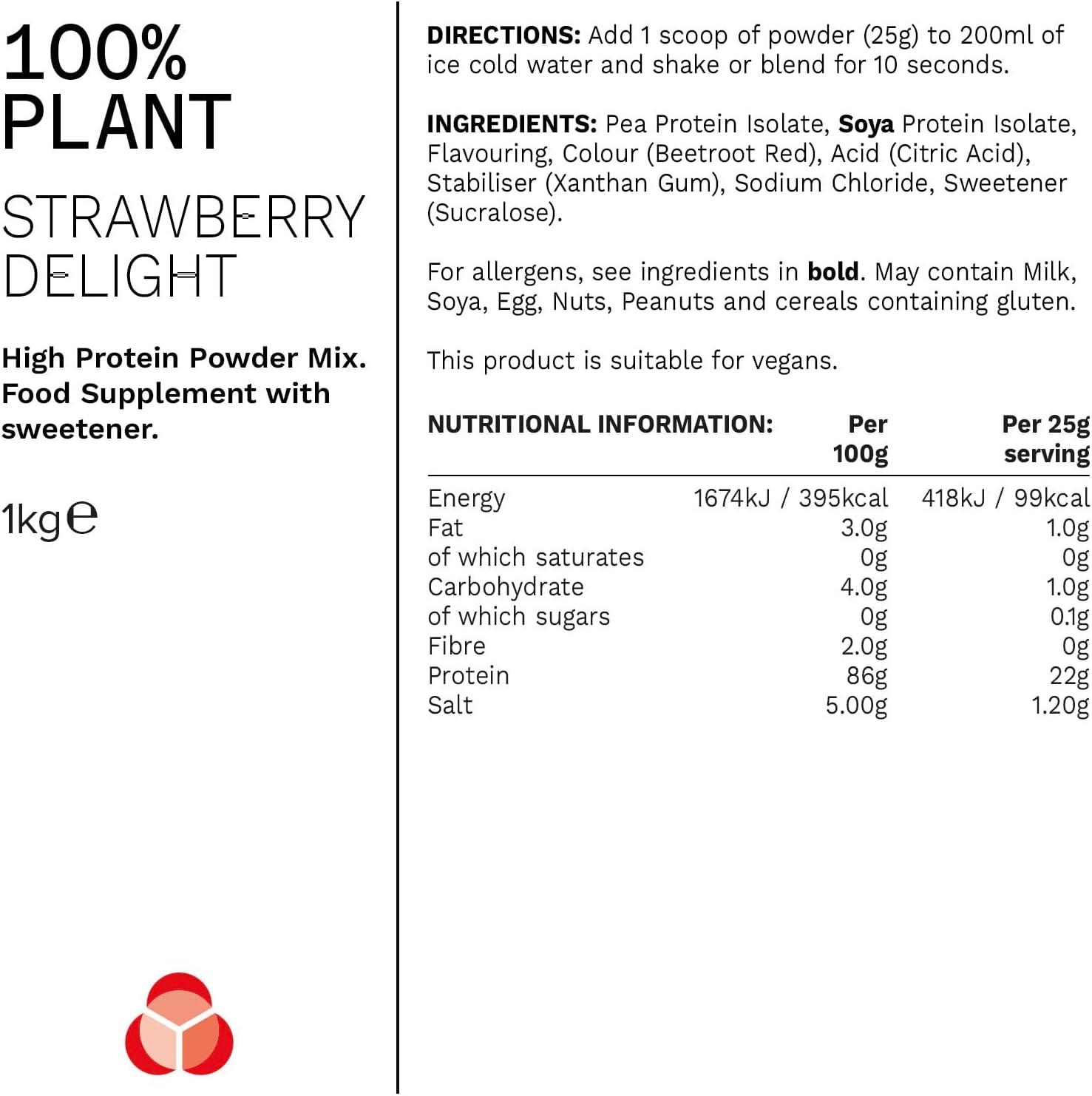 PhD Nutrition 100% Plant Vegan Protein Powder - Strawberry Delight ...