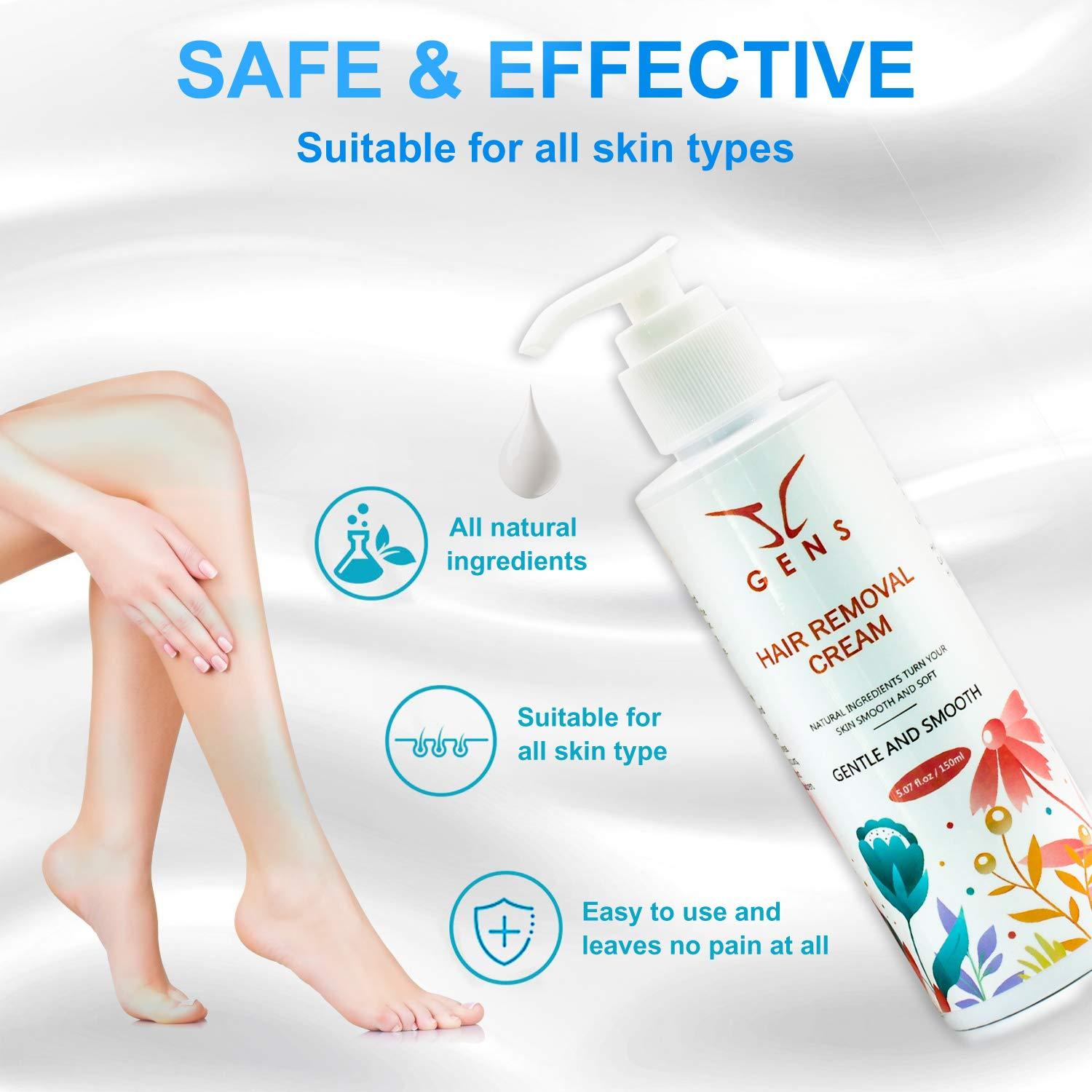 Painless Hair Removal Cream for Women and Men - Gentle Depilatory for ...