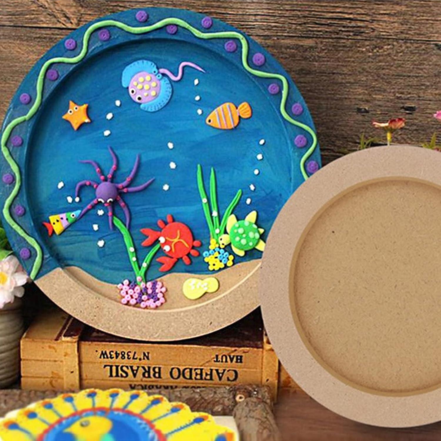 6 Pcs Round Wood Canvas Panels for Painting - 3 Sizes - Arts & Crafts ...