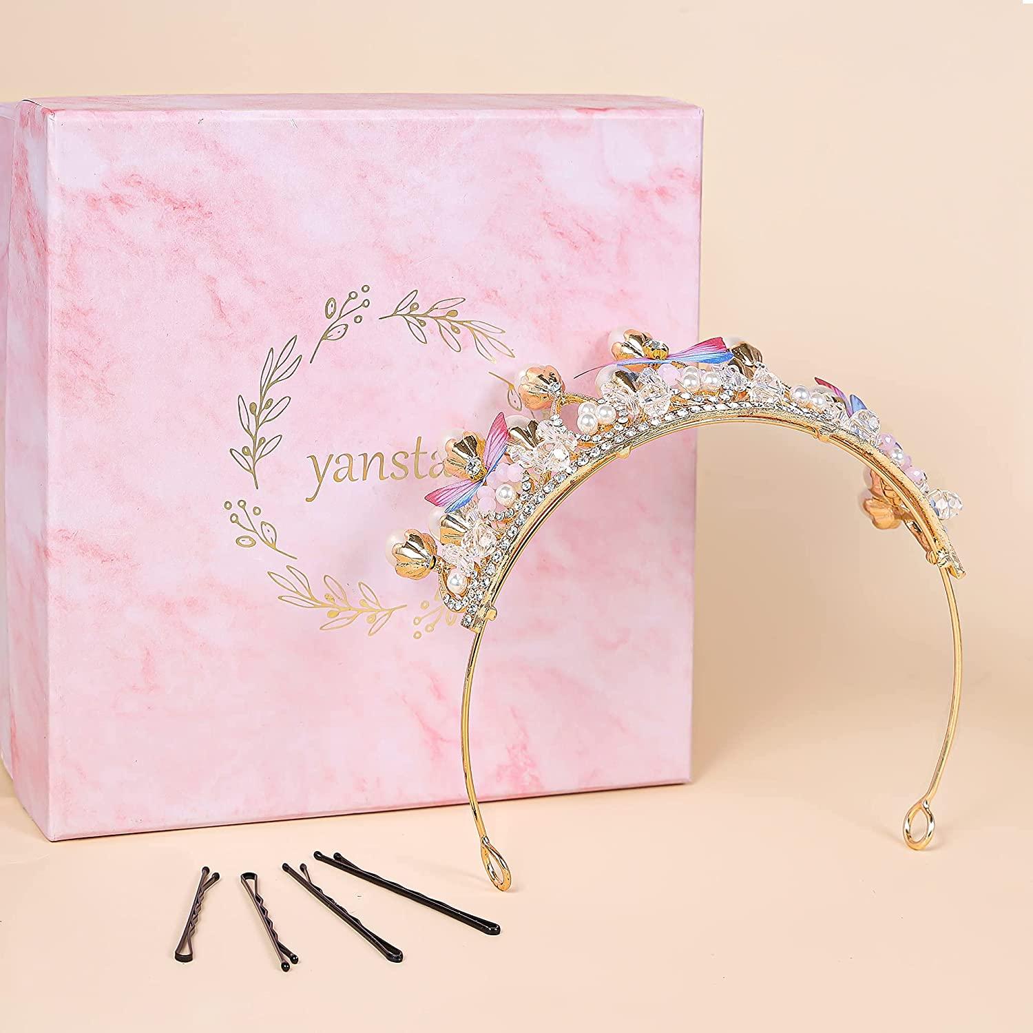Rose Gold Princess Tiara for Girls - Handmade Butterfly Crown for ...