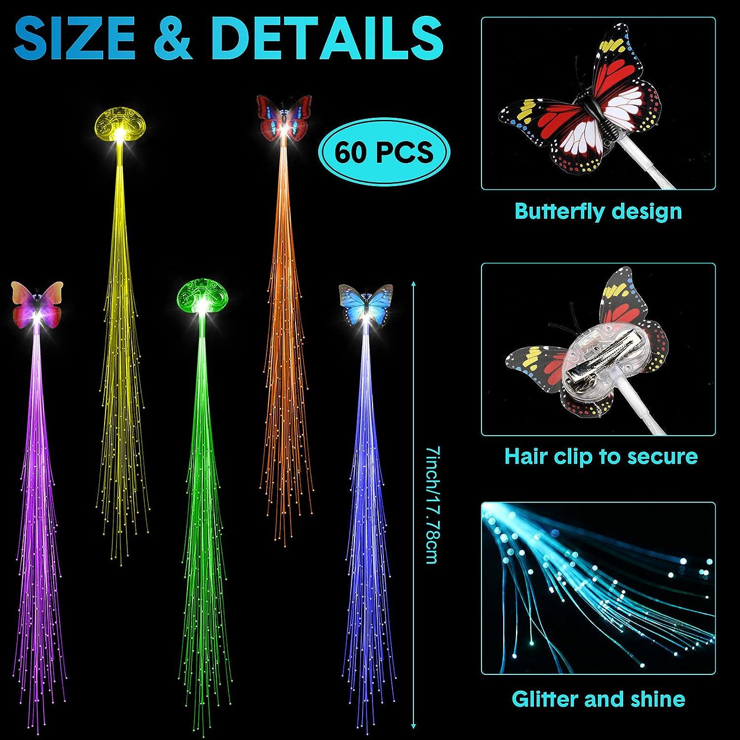 60 Pcs Multicolor Light Up Hair Accessories LED Hair Clips - Perfect ...
