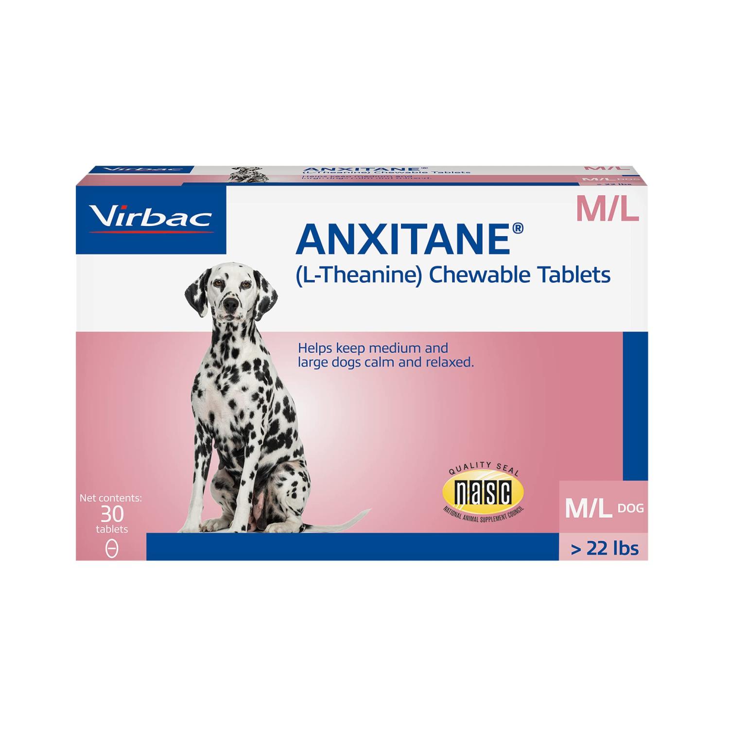 ANXITANE Chewable Tablets for Medium/Large Dogs - 100 mg - 30 Count ...