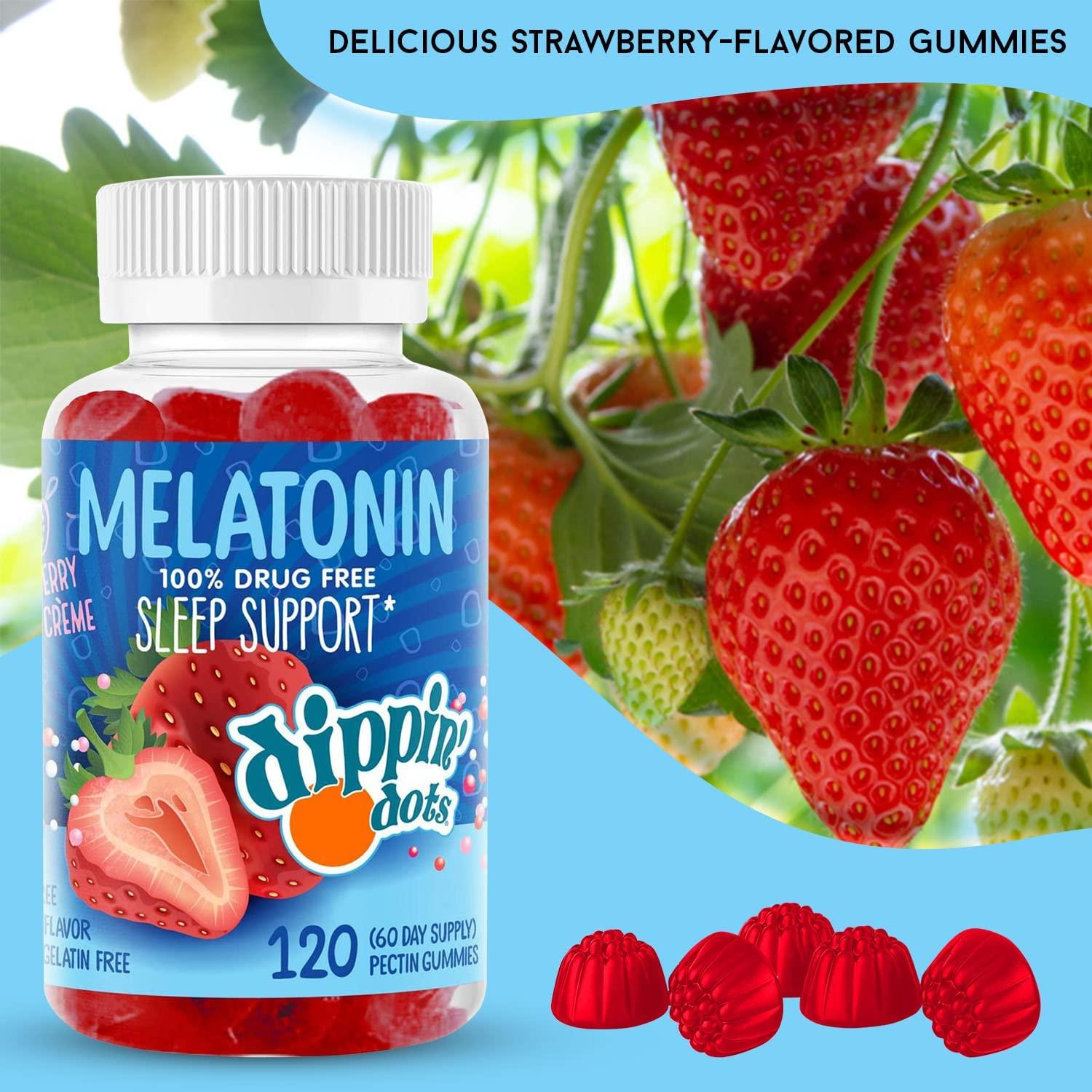 Dippin' Dots Melatonin Sleep Support Gummies - Strawberry Sunset Creme ...