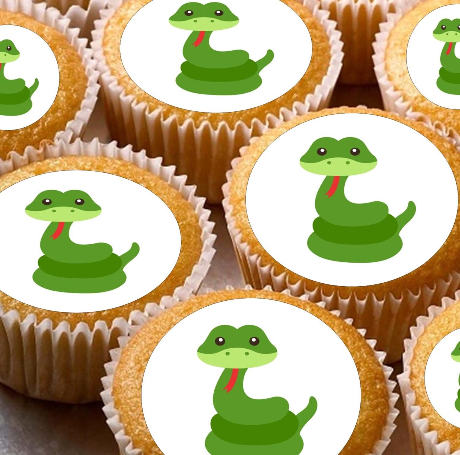 24 edible Snake snakes childrens party decorations Iced/Icing Cupcake ...
