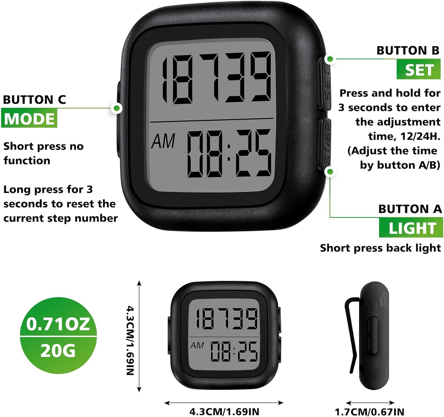 3D Pedometer for Walking - Step Counter with Large Display and ...