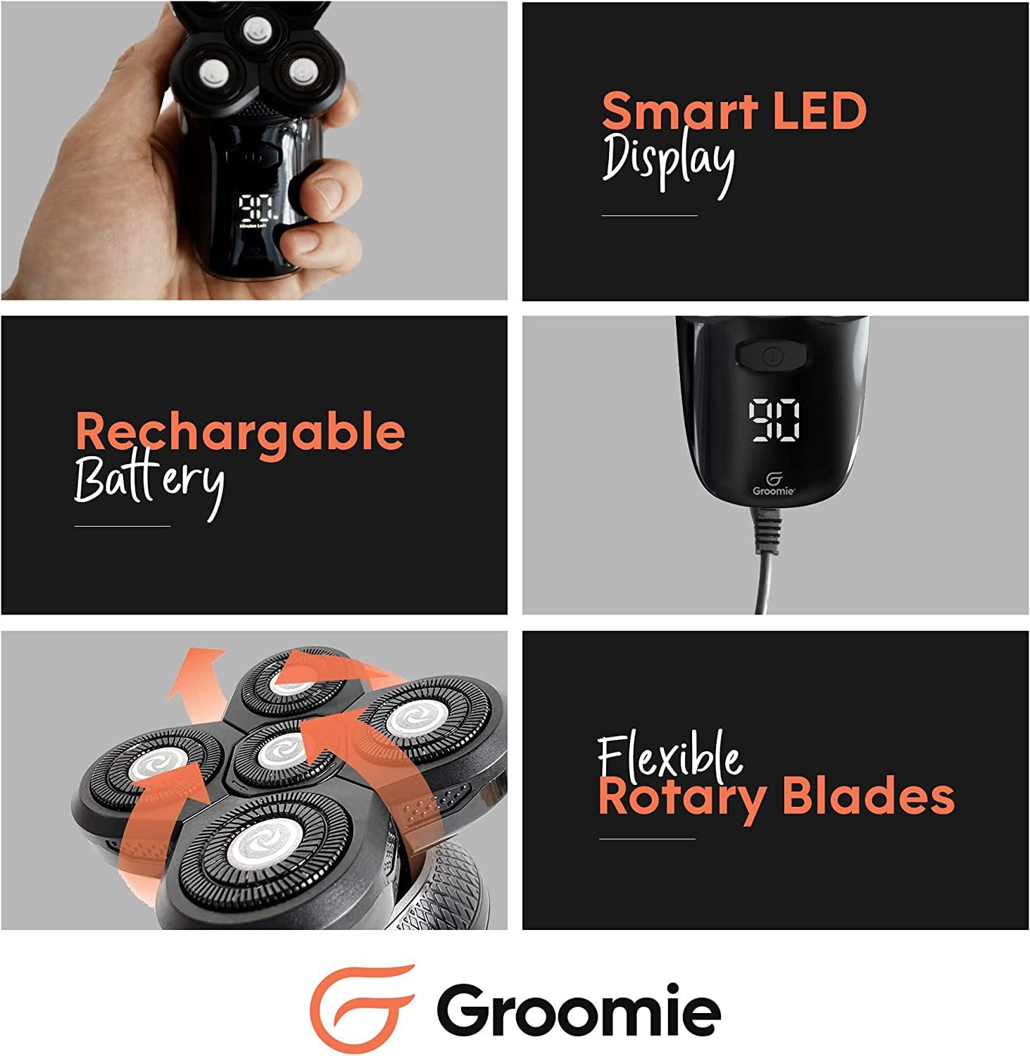 GROOMIE BaldiePro Cordless Head Shaver for a Smooth Bald Shave ...