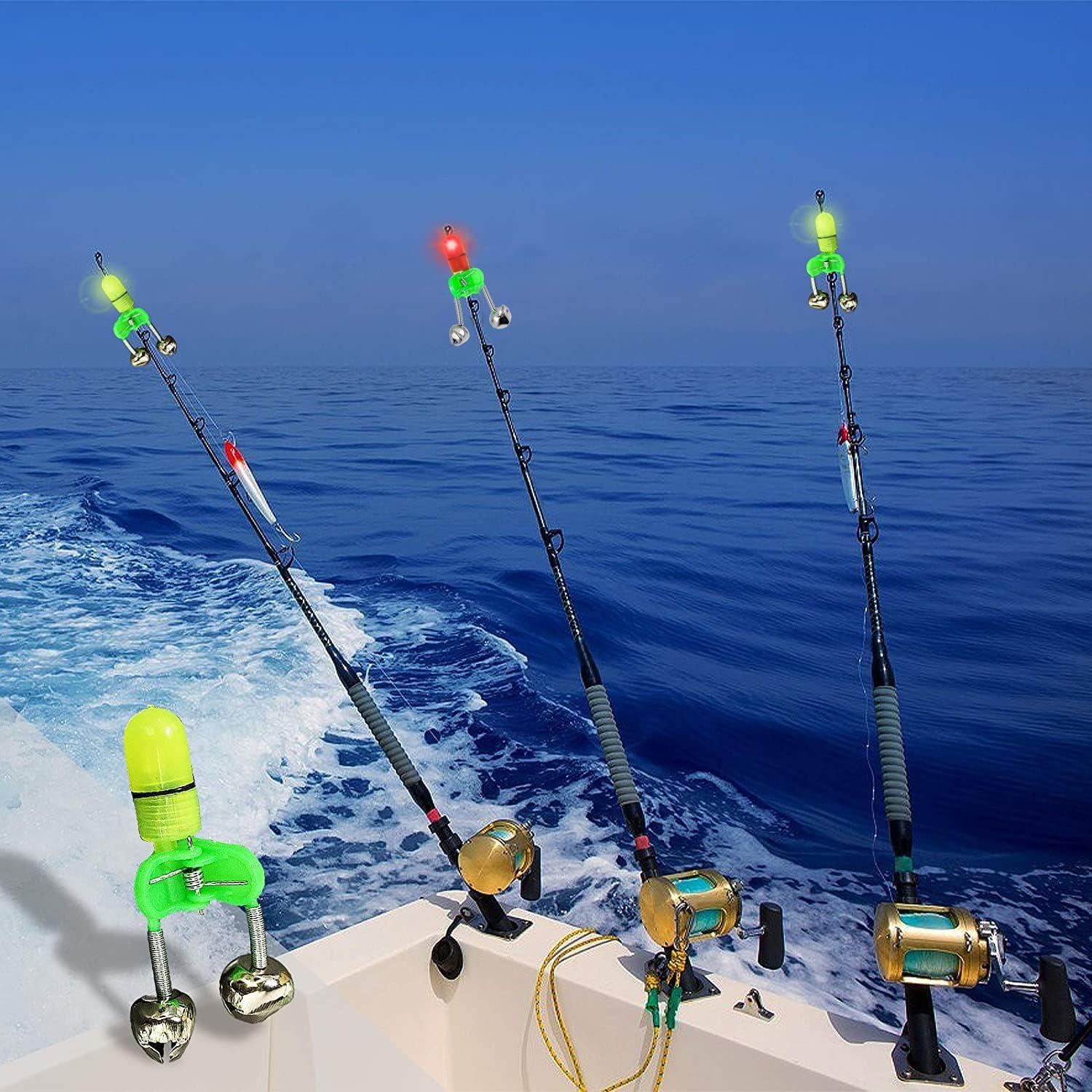 OHOH LED Night Fishing Rod Bite Bait Alarm Light with Twin Bells Ring ...