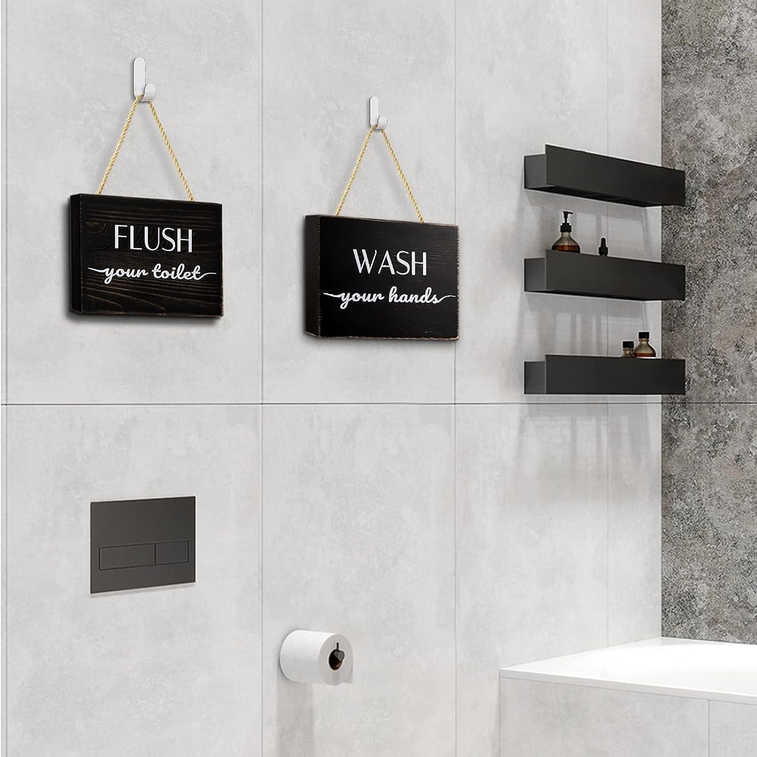 Set of 2 Black Farmhouse Bathroom Signs - Wash Hand & Flush Toilet ...