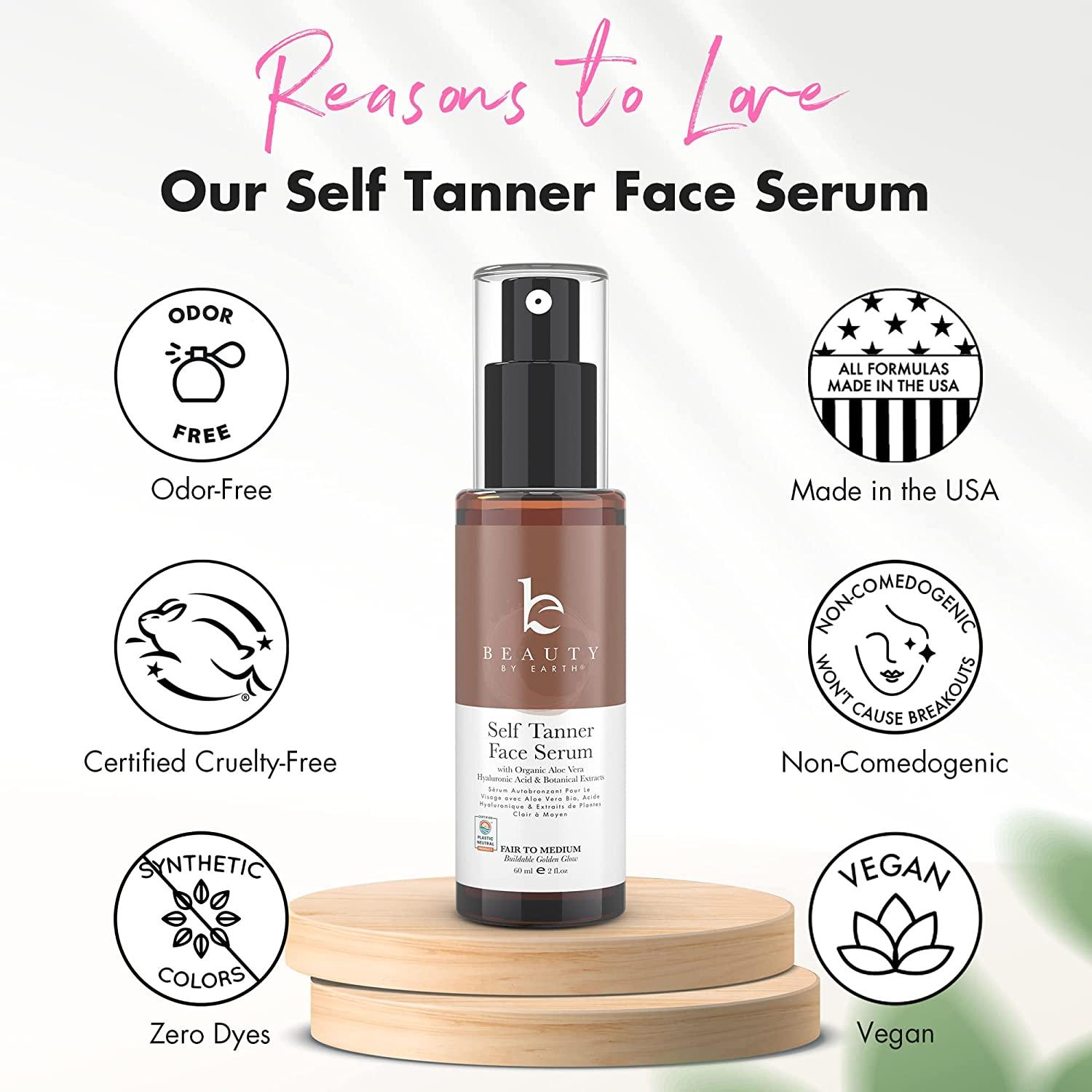 Face Self Tanner Serum 2 Fl Oz - Hyaluronic Acid Sunless Tanner for ...
