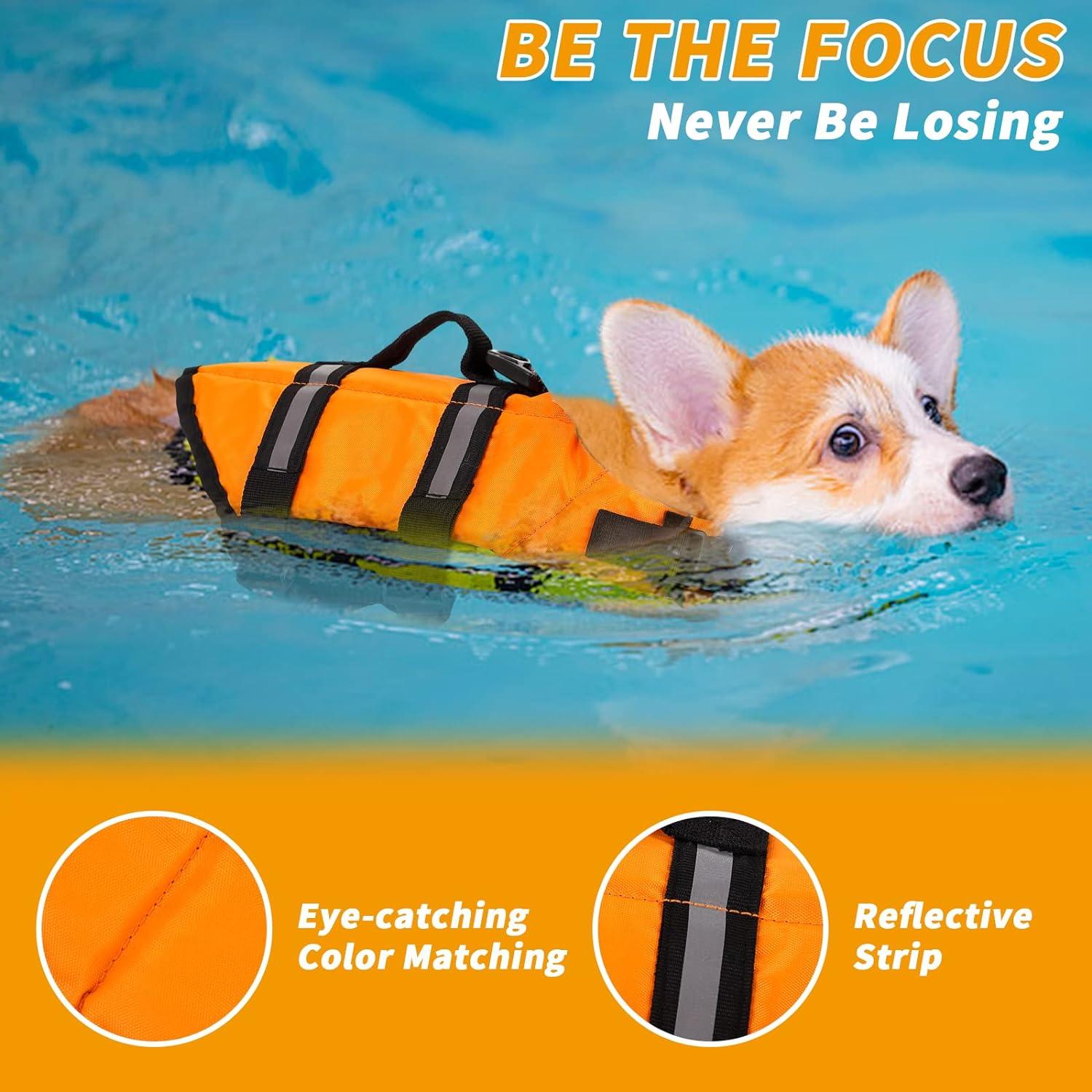 Dog Chimney Reflective Life Jacket | Adjustable Pet Lifebuoy for ...