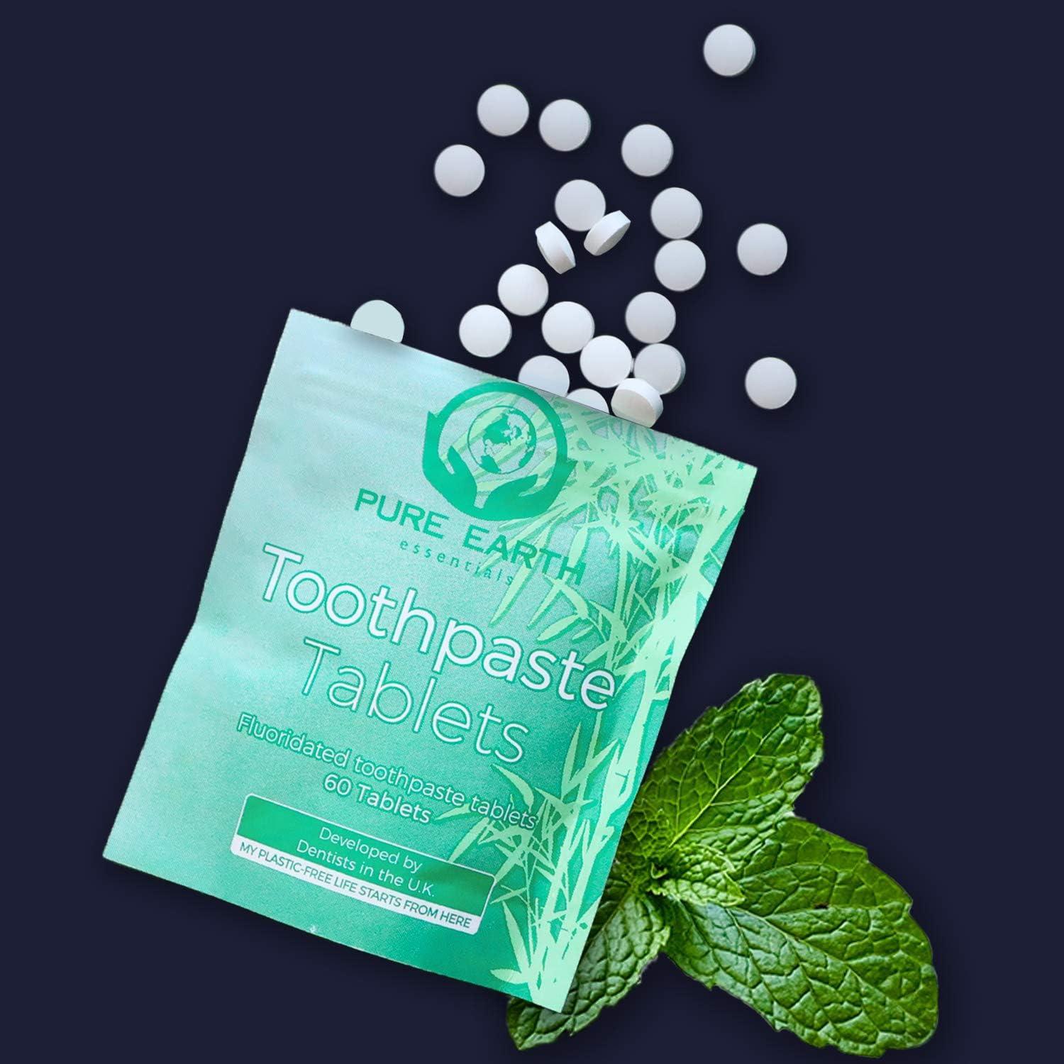 Fluoride Toothpaste Tablets - Vegan & Eco-Friendly - 60 Count | Pure Earth Essentials