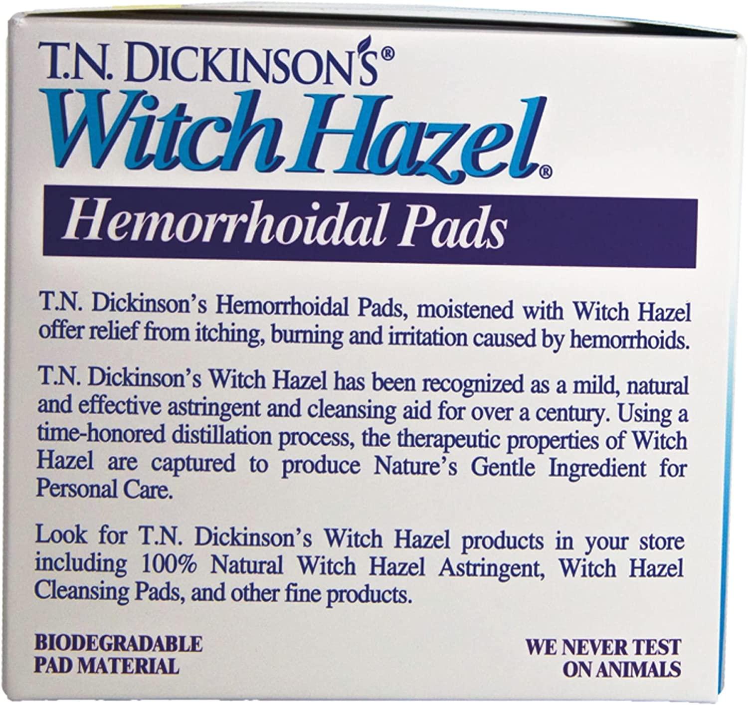 T.N. Dickinson's Hemorrhoidal Pads, Witch Hazel with Aloe, Clear, 100 Count