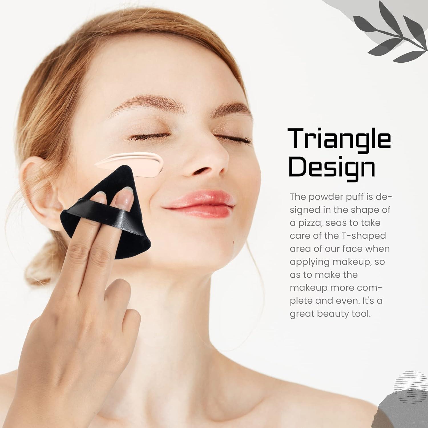 Soft Makeup Triangle Powder Puffs - 2 Pack Black Velour Puff for ...