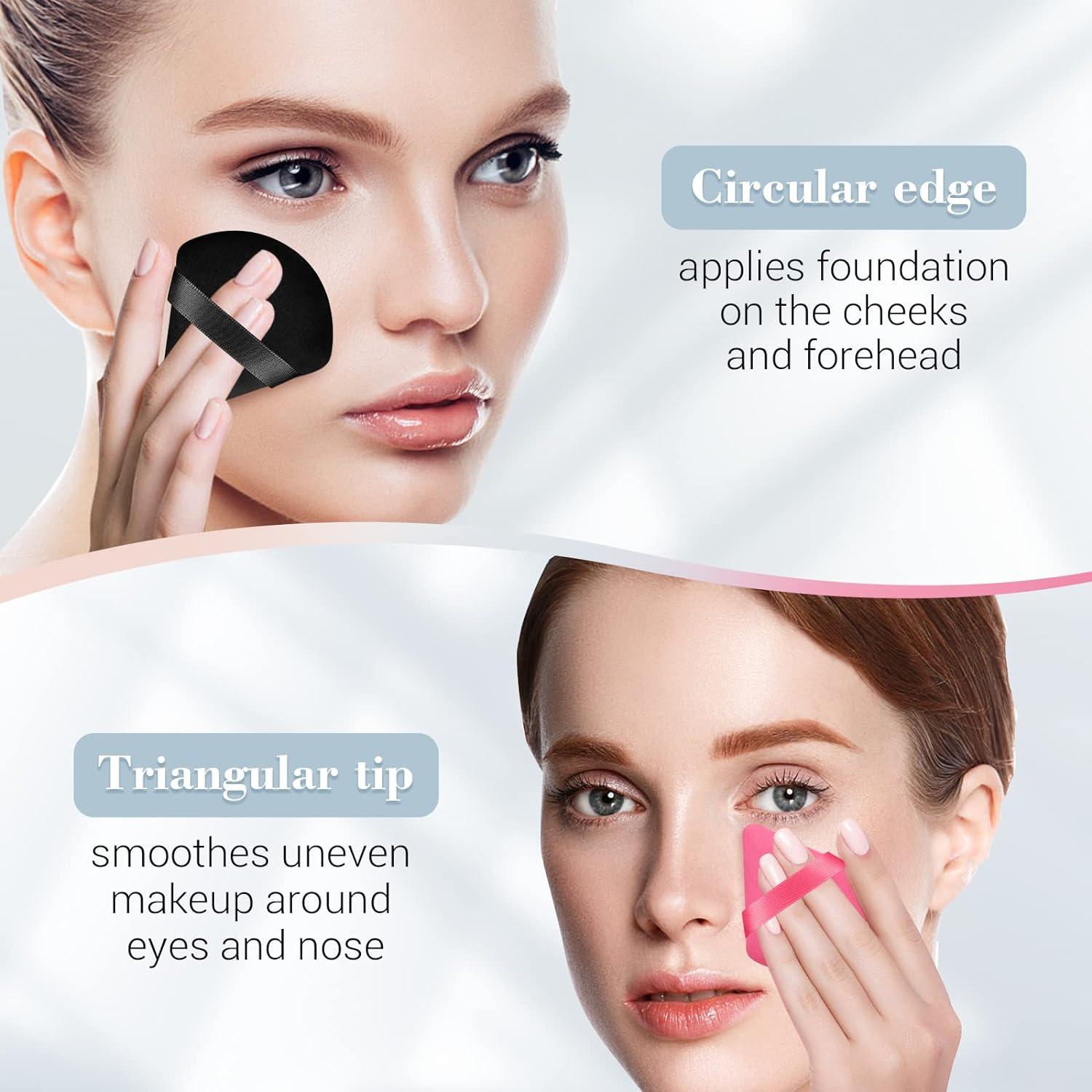 HEYMKGO Velvet Triangle Powder Puff Set - 4 Pcs Reusable Dual-use ...