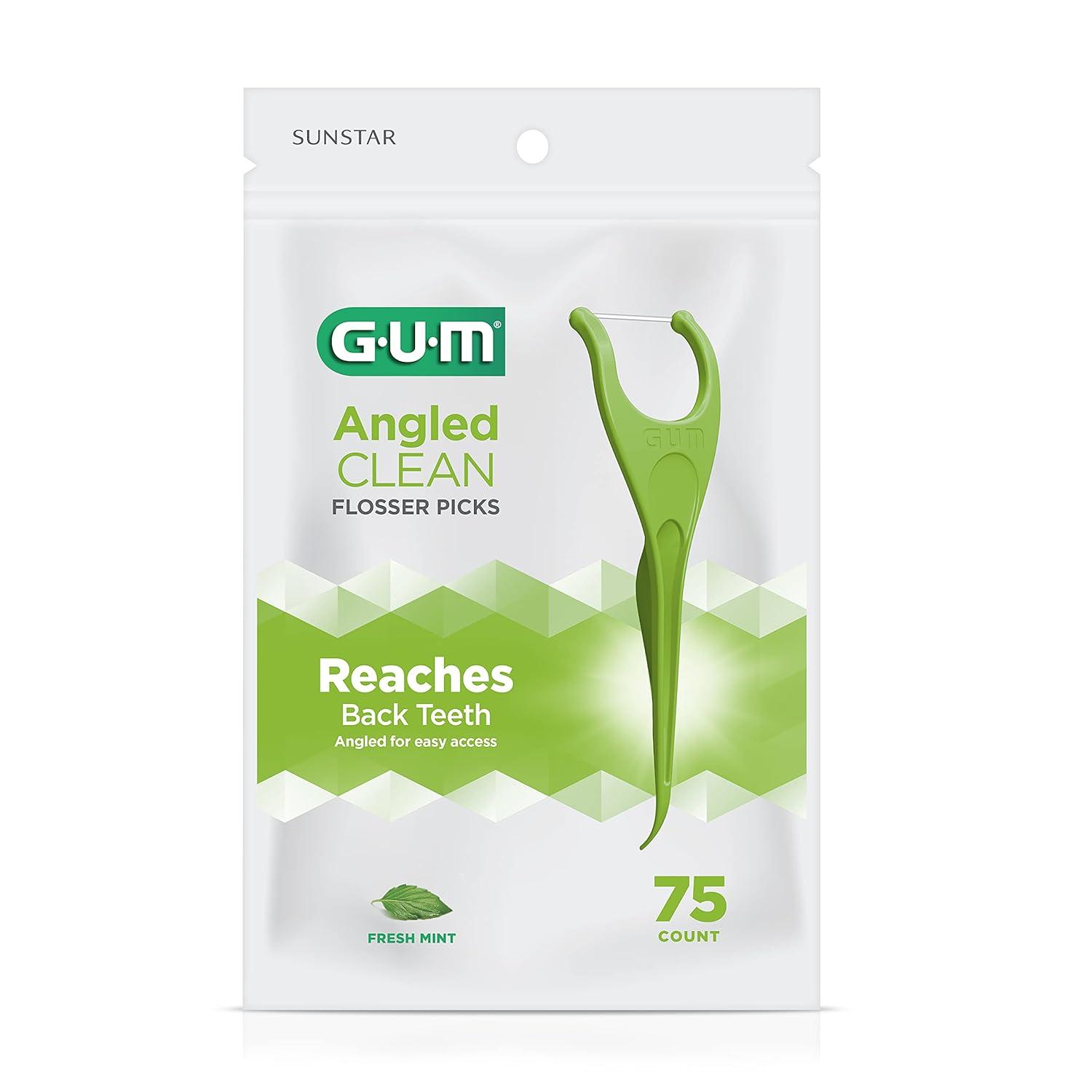 GUM - 898R4 Angled Flossers Fresh Mint 75 Count (Pack of 4) 300 ...