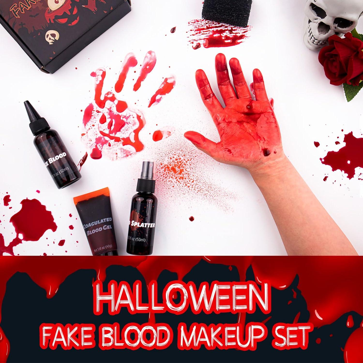 CHASPA Fake Blood SFX Makeup Kit - Coagulated Blood Gel Blood Splatter ...