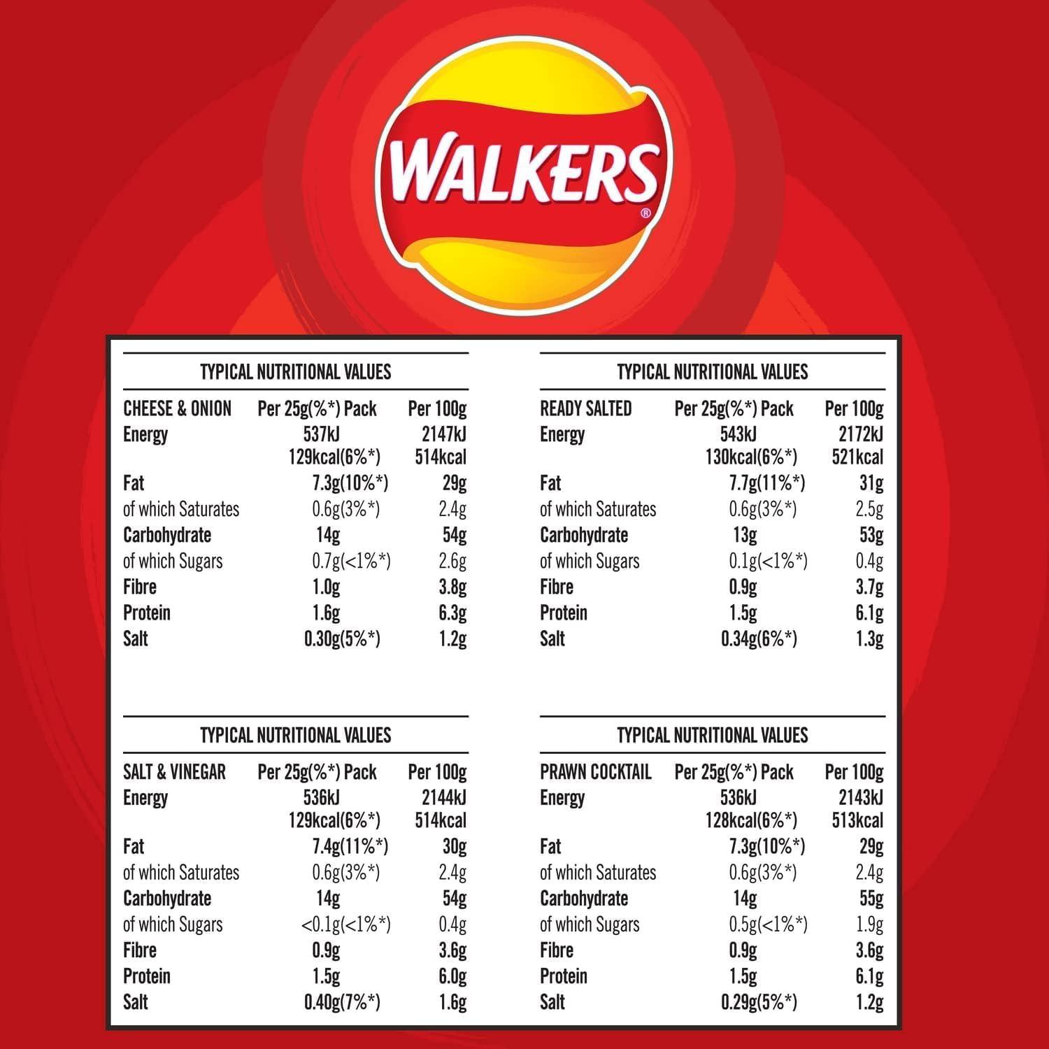 Walkers Crisps Classic Variety Multipack Crisps Box - 20 packs x25 Gram (Pack Of 1)